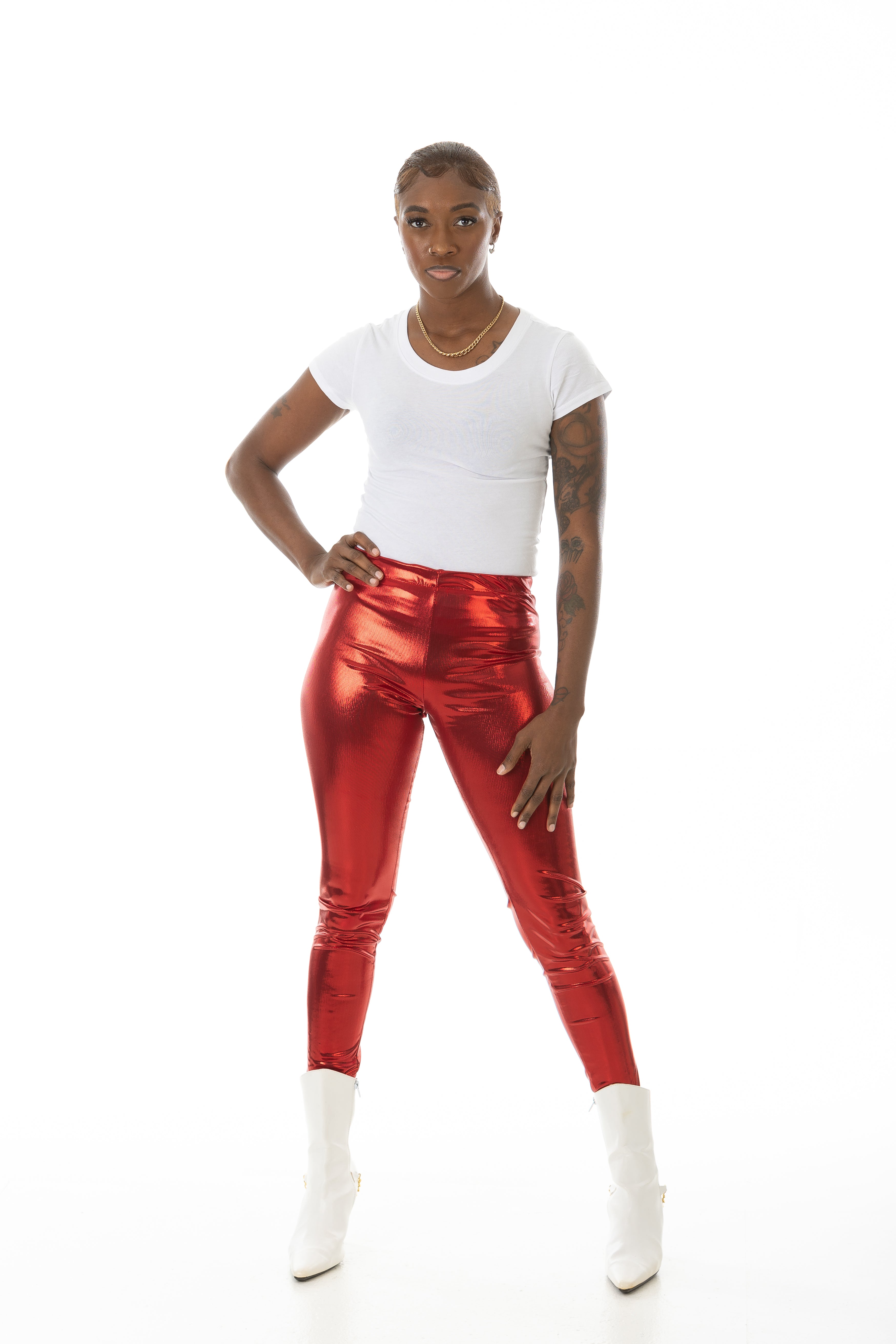 Women Wet Look Shiny Metallic Leggings Liquid Waist Stretch Pants – The ...