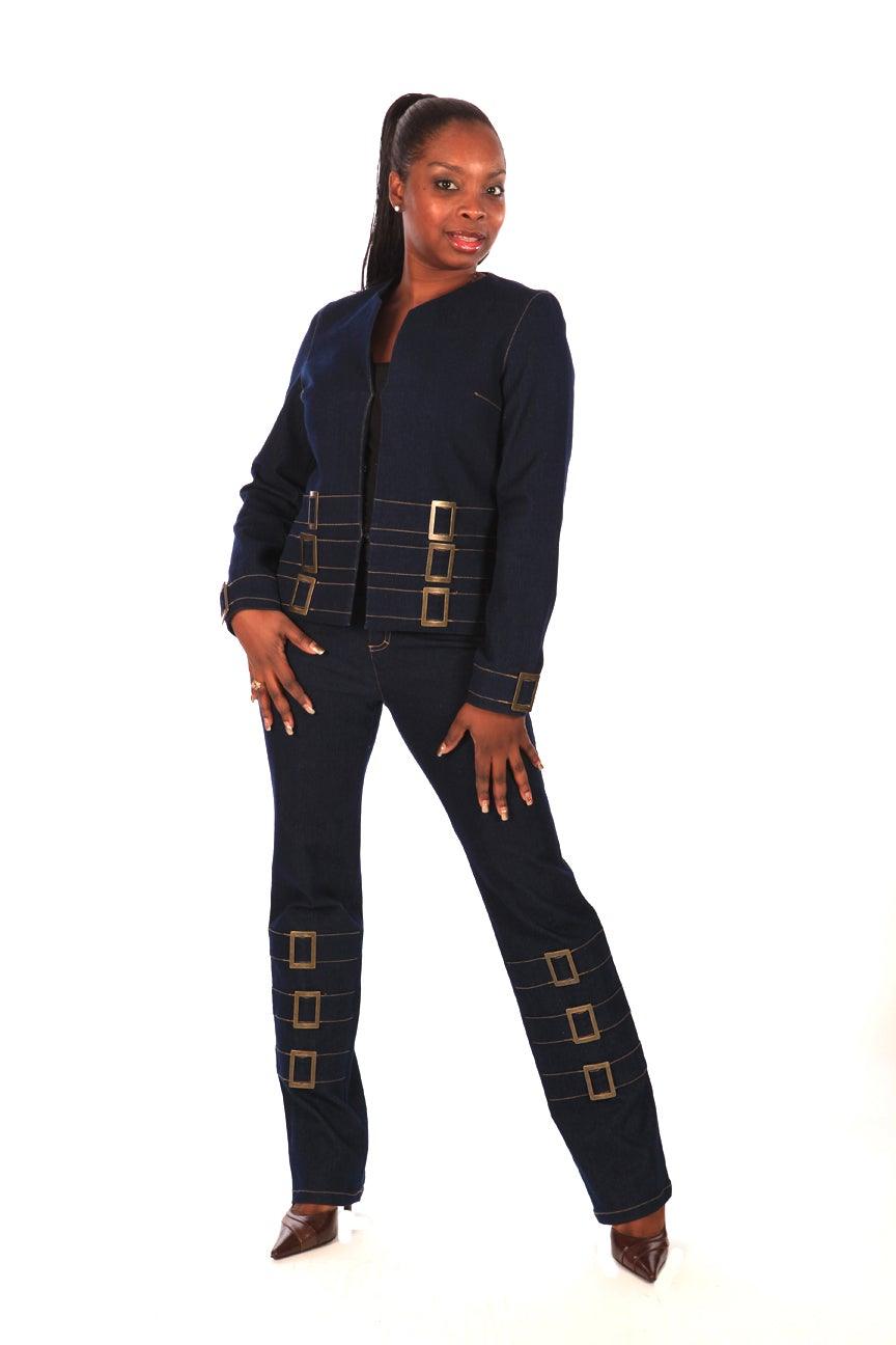 2 piece Denim pant set with fashion able buckles – The N.G.U. Collection